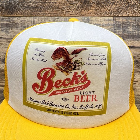 Unbranded | Accessories | Vintage Becks Beer Mens Trucker Hat Gold ...